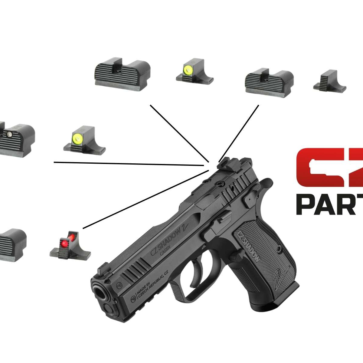 Richtmiddelen voor CZ Shadow 2 Carry op voorraad: Blind, fiber optic ...